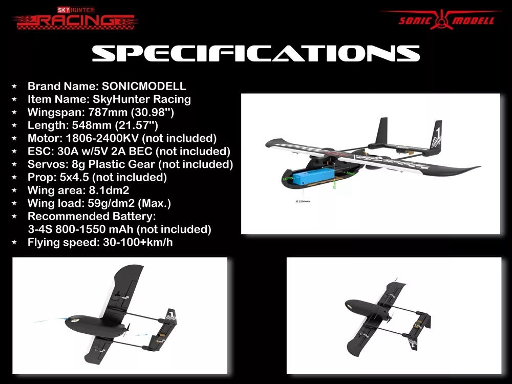 Sonicmodell Skyhunter RC Airplane Kit Version