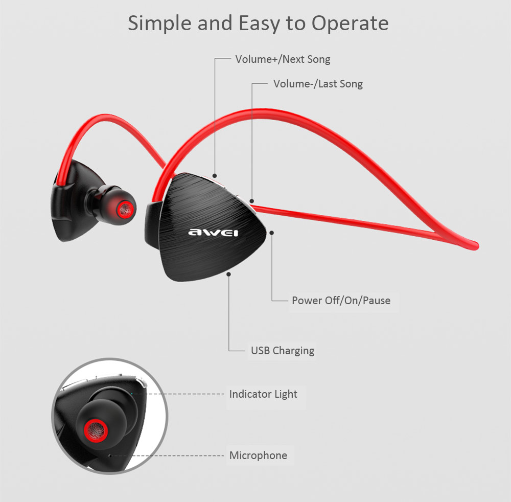 Awei A847BL Blutooth Earphones Black
