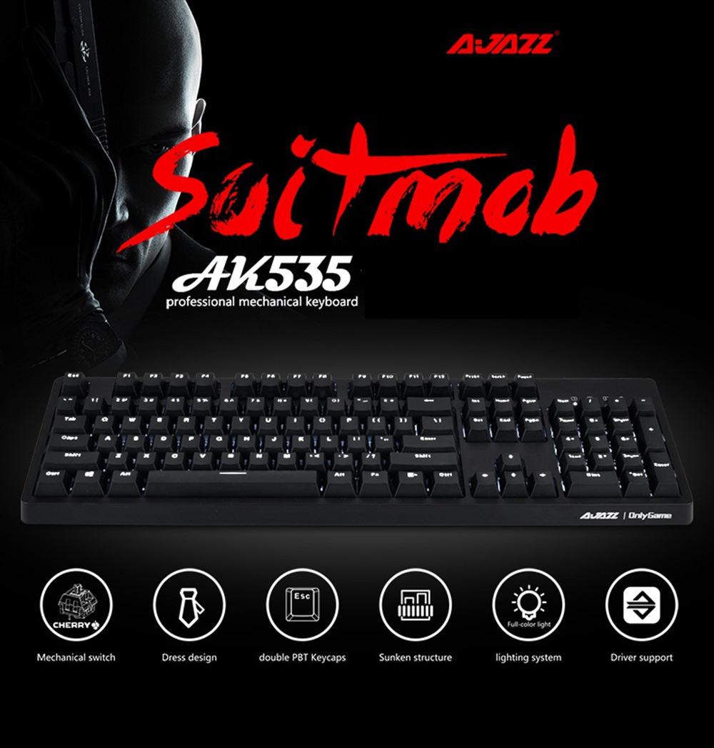 Ajazz AK535 USB Wired Mechanical Gaming Keyboard Black