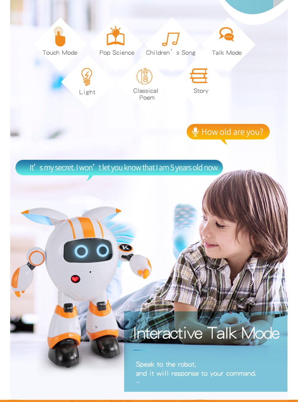 JJRC R14 KAQI-YOYO RC Robot Orange