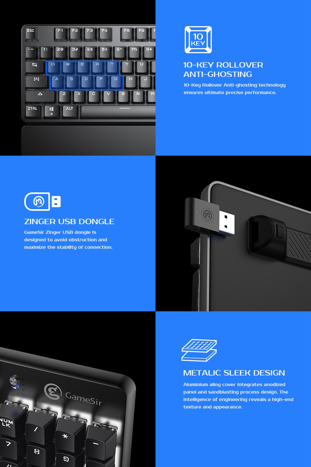 GameSir GK300 Mechanical Gaming Keyboard Space Gray