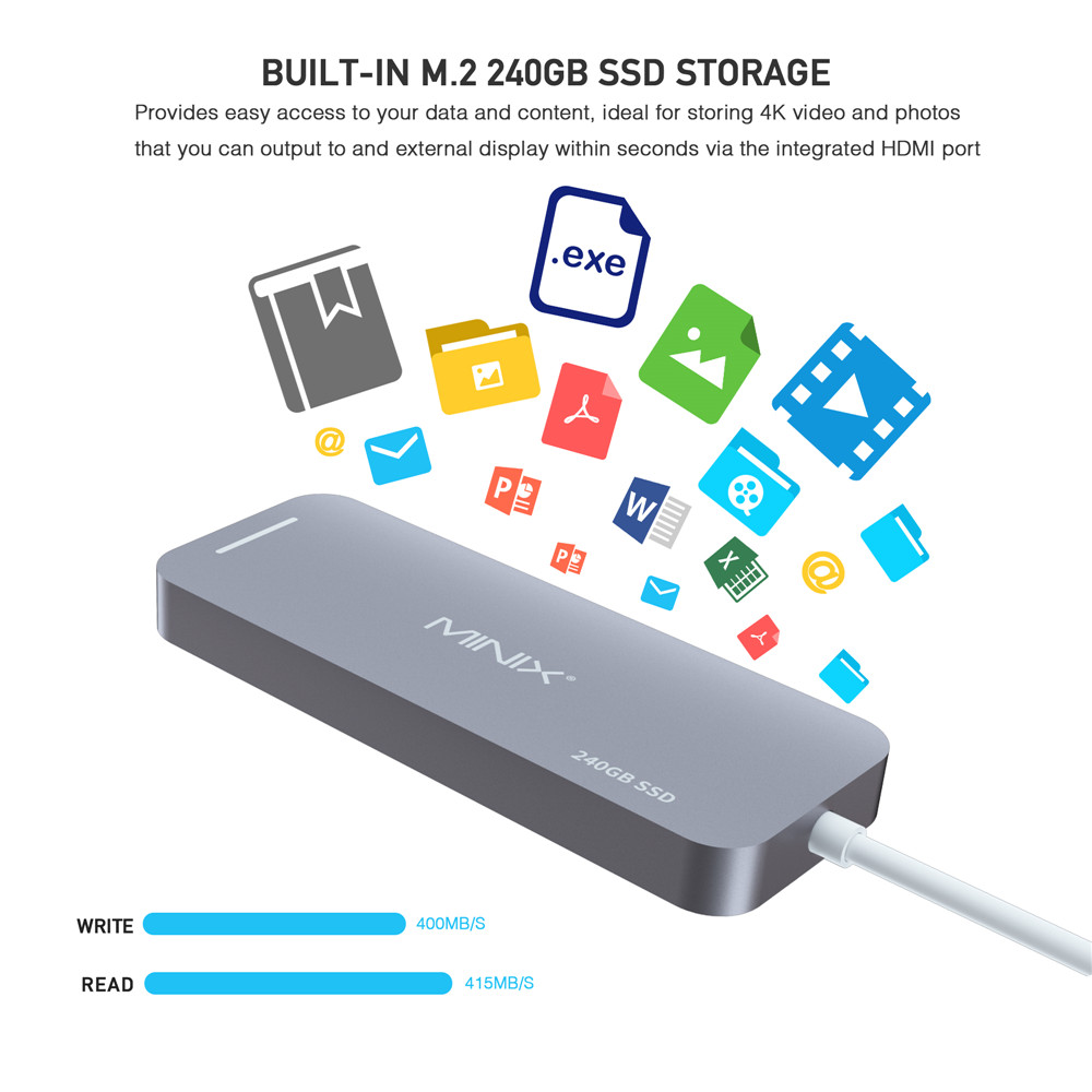 MINIX NEO C SSD USB-C HUB With 240G SSD Space Gray