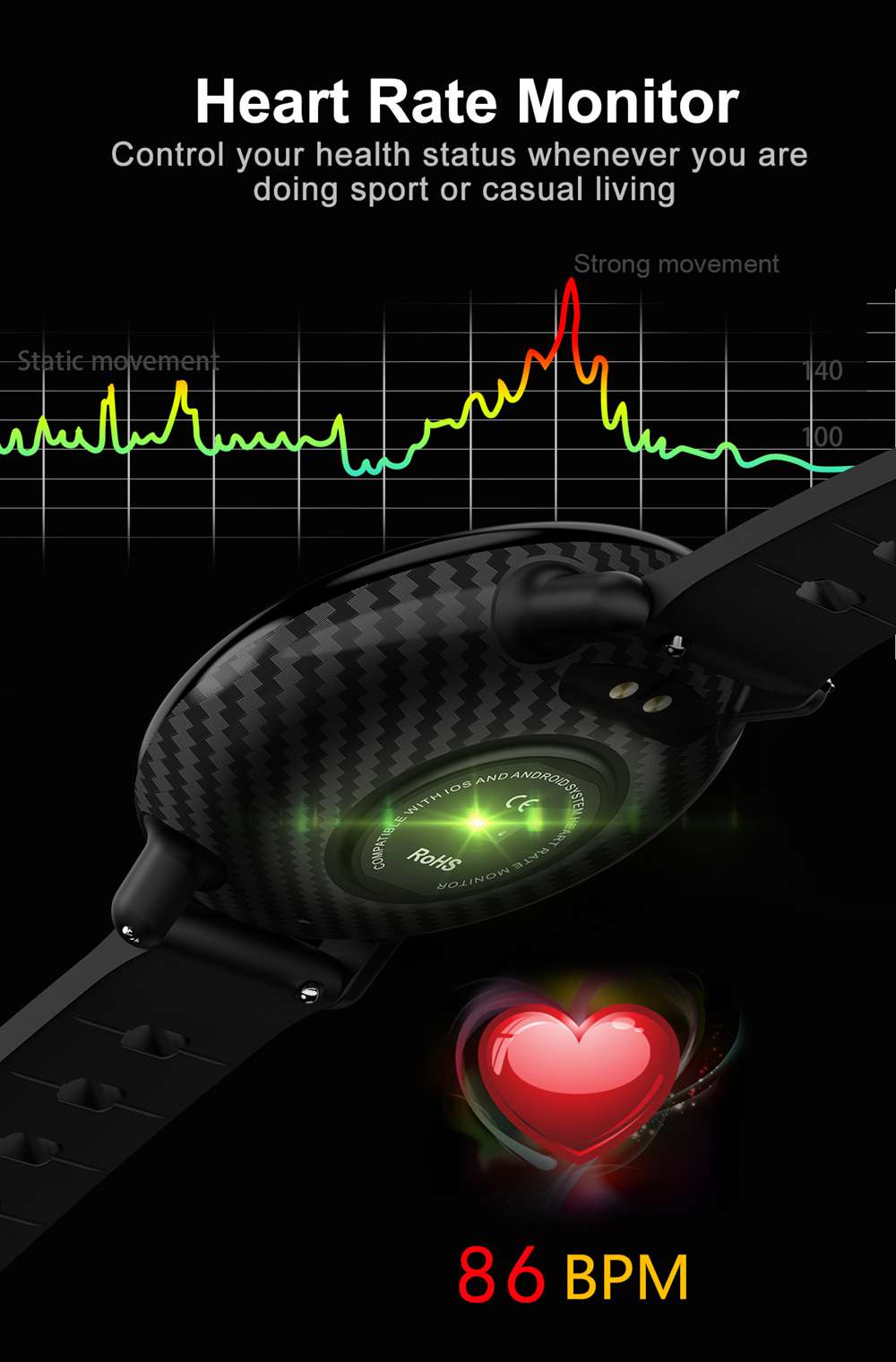 Makibes K1 Smartwatch 1.3 Inch Multi-sport Functions IP68 Yellow