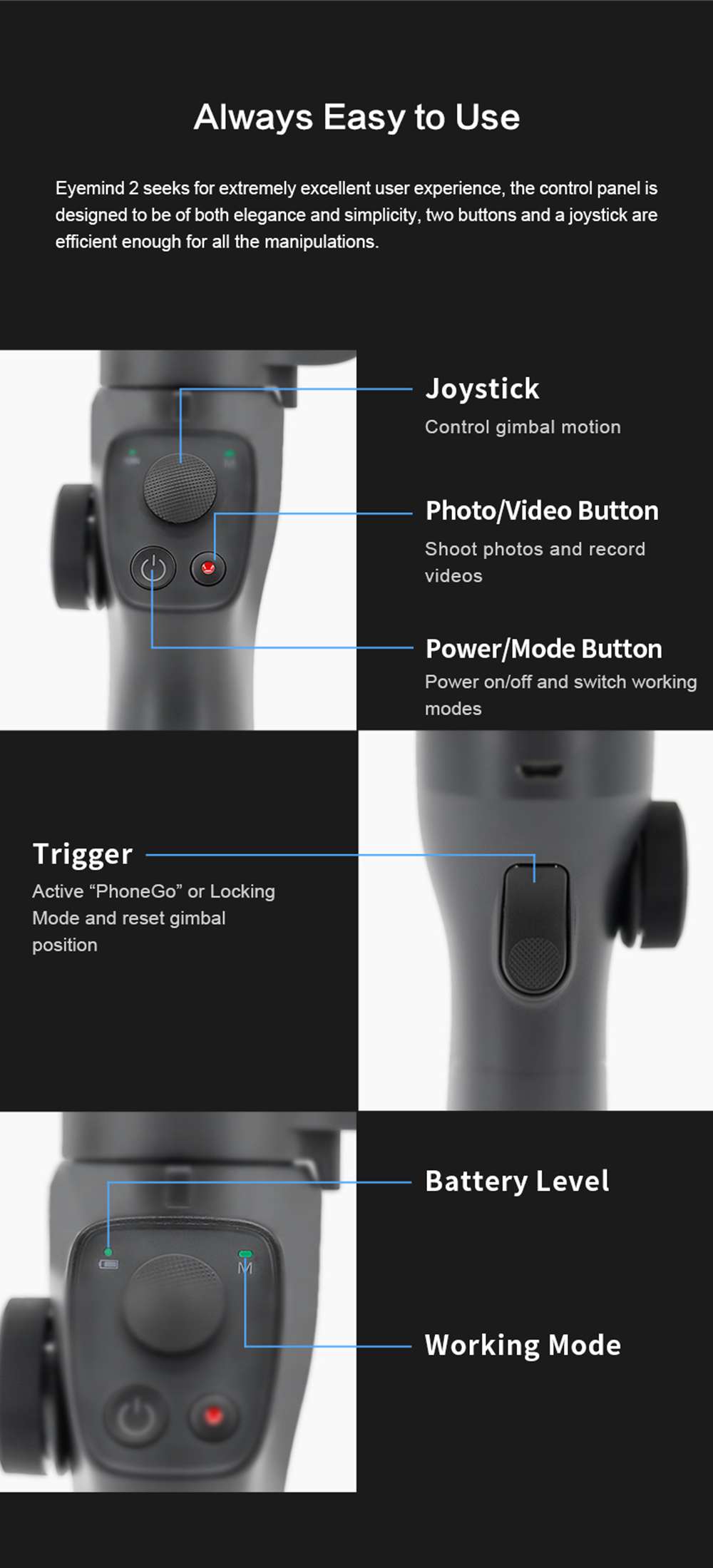 BEYONDSKY EYEMIND 2 3-Axis Mobile FPV Handheld Gimbal Stabilizer