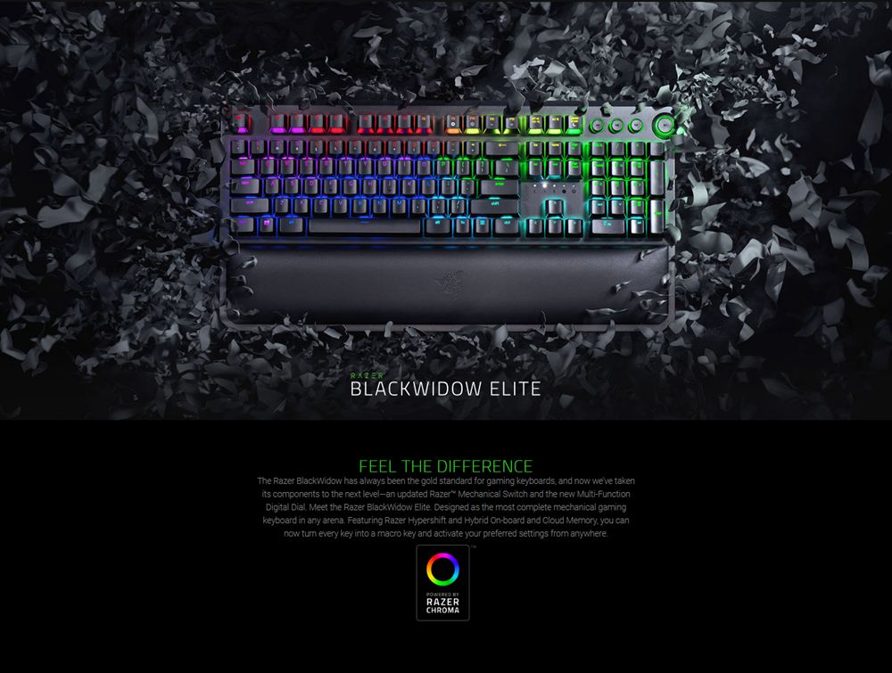 Razer BlackWidow Elite Wired Mechanical Gaming Keyboard 108 Key