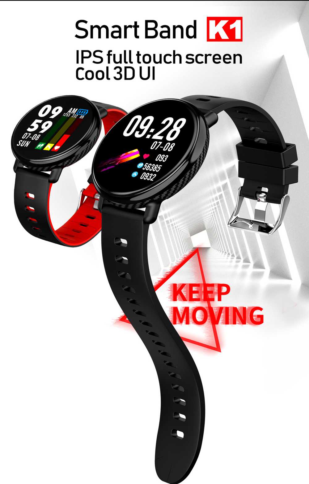 Makibes K1 Smartwatch 1.3 Inch Screen Multi-sport Functions IP68 Black
