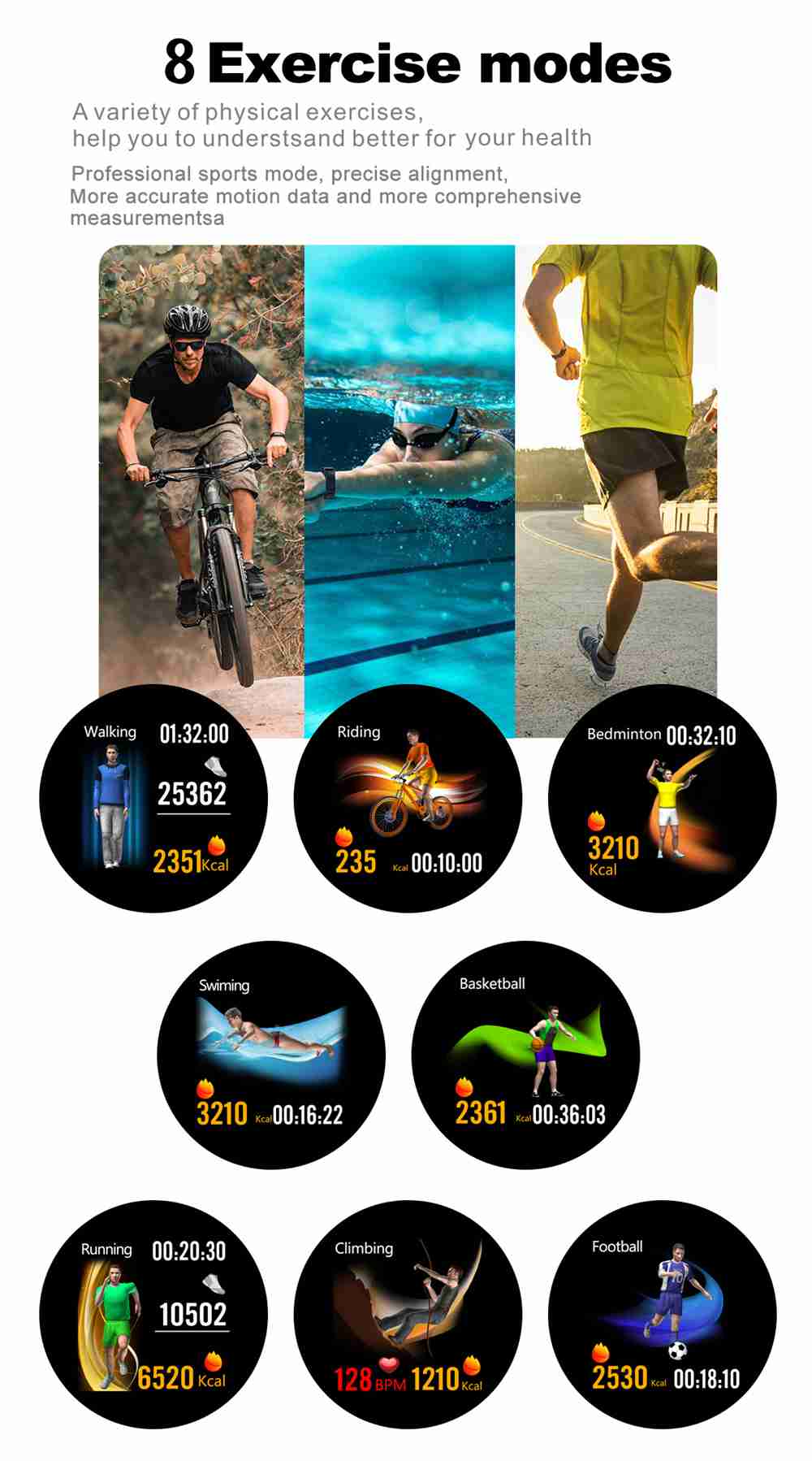 Makibes K1 Smartwatch 1.3 Inch Screen Multi-sport Functions IP68 Red