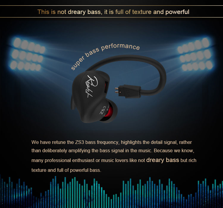 KZ ZS3 Noise Cancelling In-ear Stereo Earphone-Black