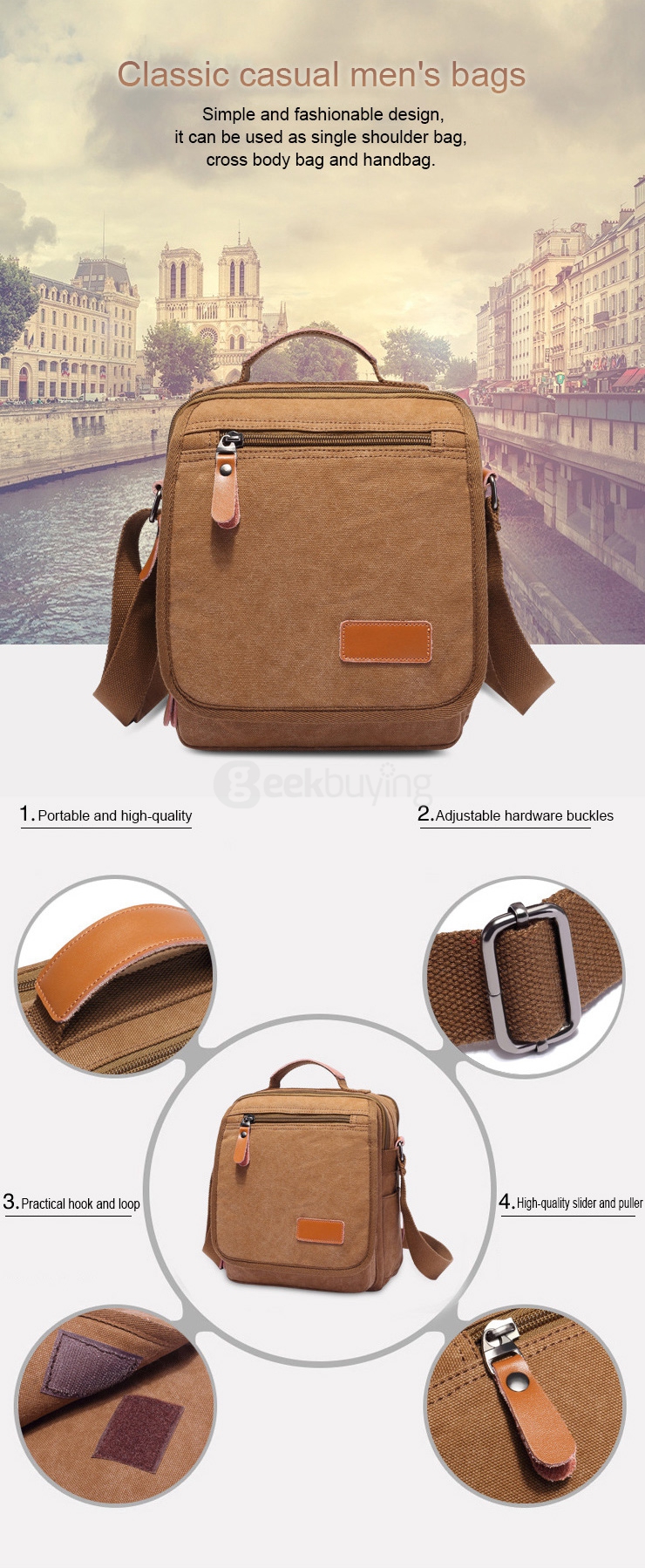 Moore Carden Retro Durable Canvas Shoulder Bag