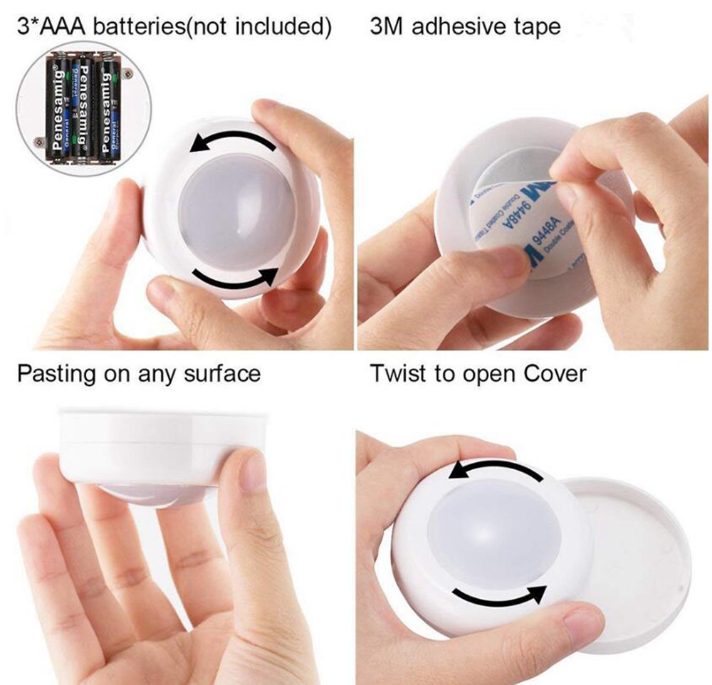 3PCS LED Night Light RGB Remote Control White