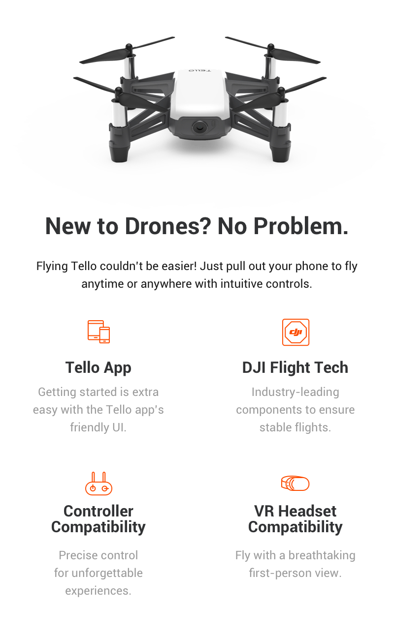 DJI Tello 720P WIFI FPV RC Drone BNF