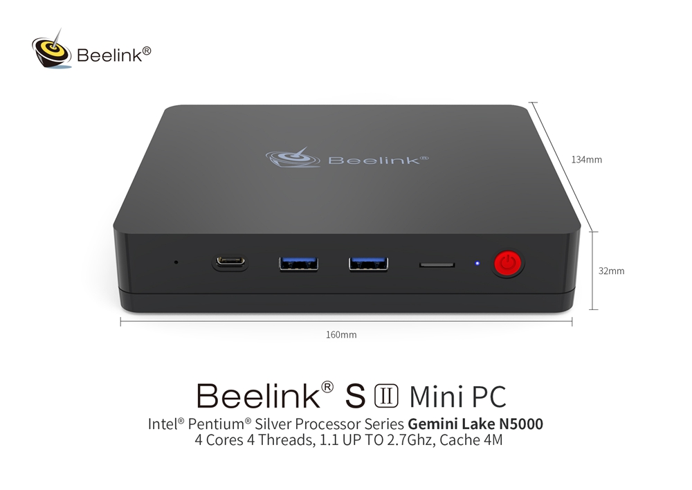Beelink S2 Gemini Lake N5000 8GB/128GB Windows 10 Mini PC