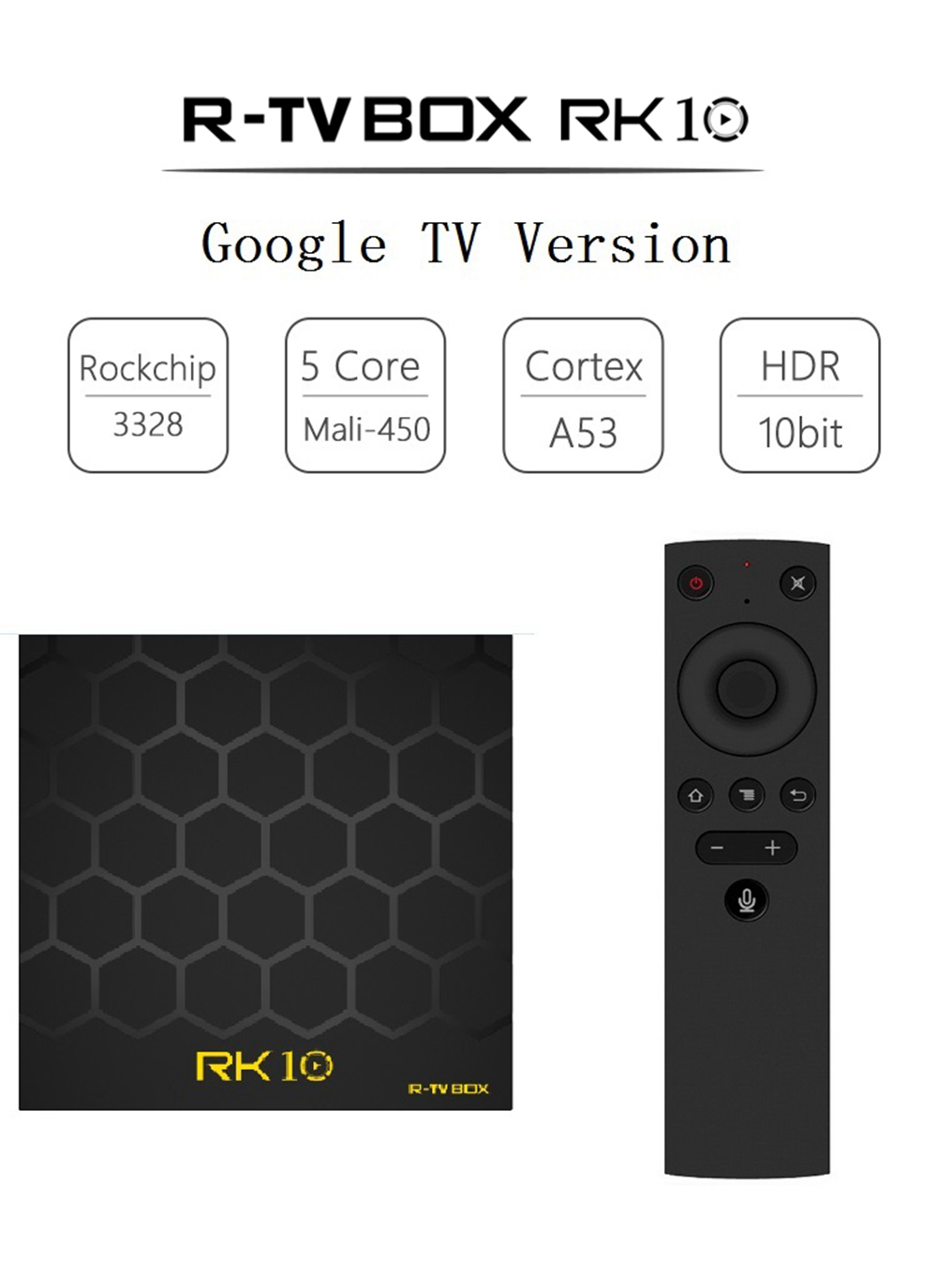 R-TV BOX RK10 Android TV 7.1 RK3328 with Voice Remote 2GB/16GB TV Box