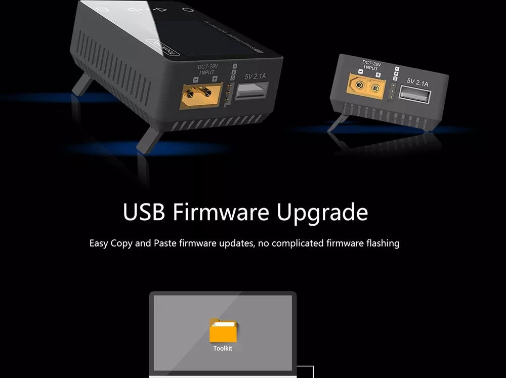 ToolkitRC M6 150W 10A 2-6s Lipo Battery Charger LCD Screen Black