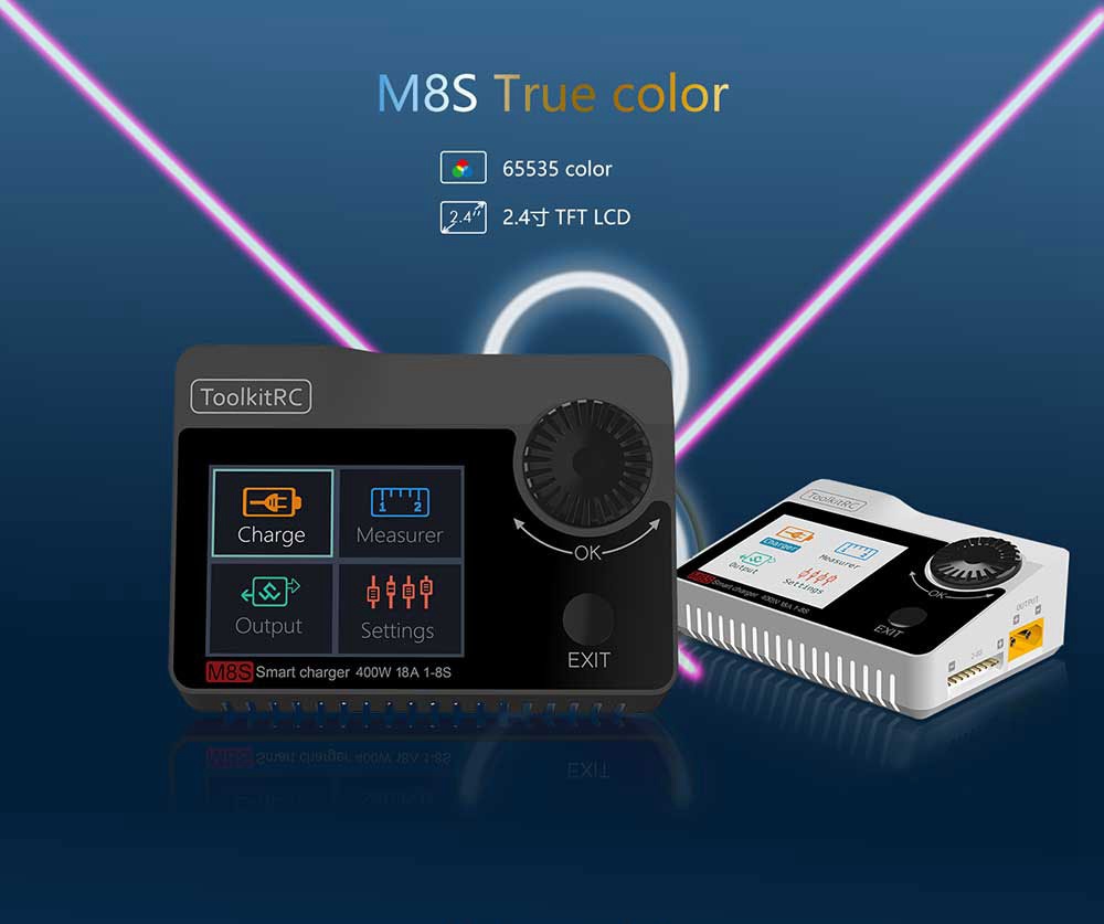 ToolkitRC M8S DC 400W 18A Compact Battery Balance Charger Black