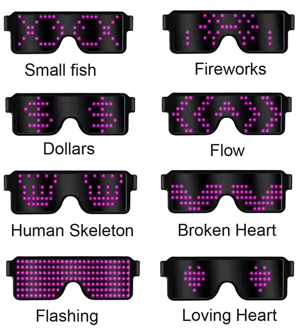 LED Rechargeable Luminous Glasses - White