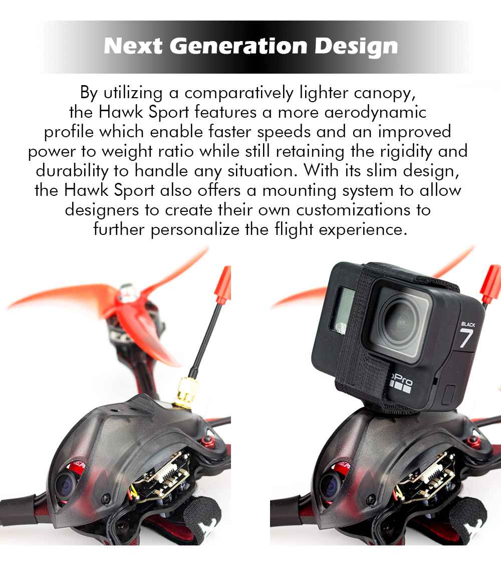 Emax Hawk Sport 5 Inch 6S FPV Racing Drone BNF Version 1700KV