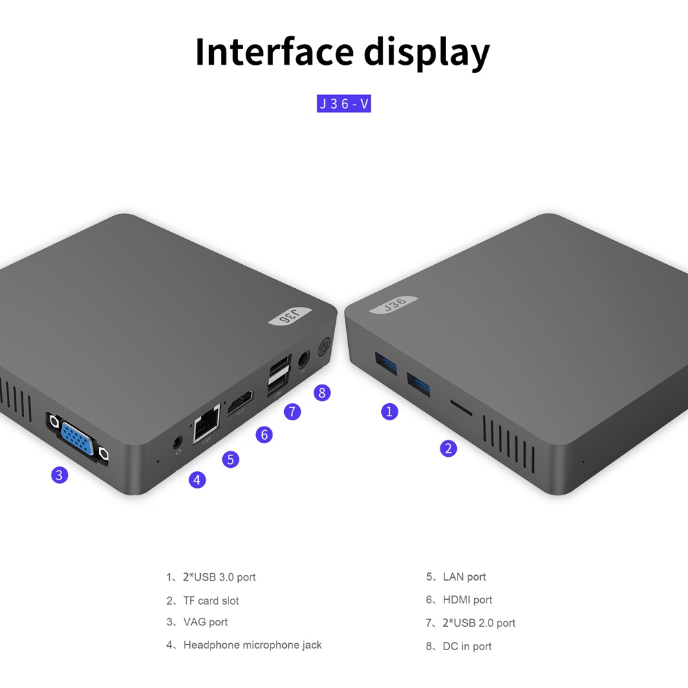 J36-V Intel Celeron J3160 Windows10 Mini PC 4GB/64GB