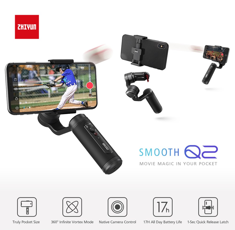 Zhiyun Smooth Q2 Pocket-Size 3-Axis Smartphone Gimbal Stabilizer Black
