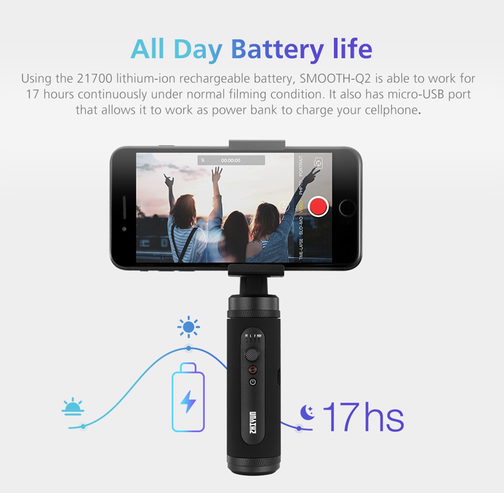 Zhiyun Smooth Q2 Pocket-Size 3-Axis Smartphone Gimbal Stabilizer Black