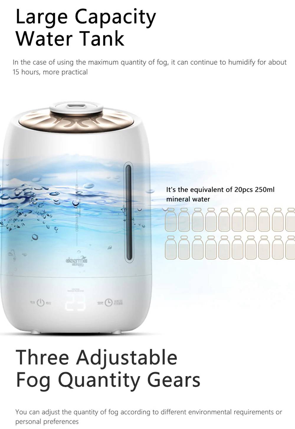 DEERMA DEM F600 Household Ultrasonic Humidifier 5L Capacity Black