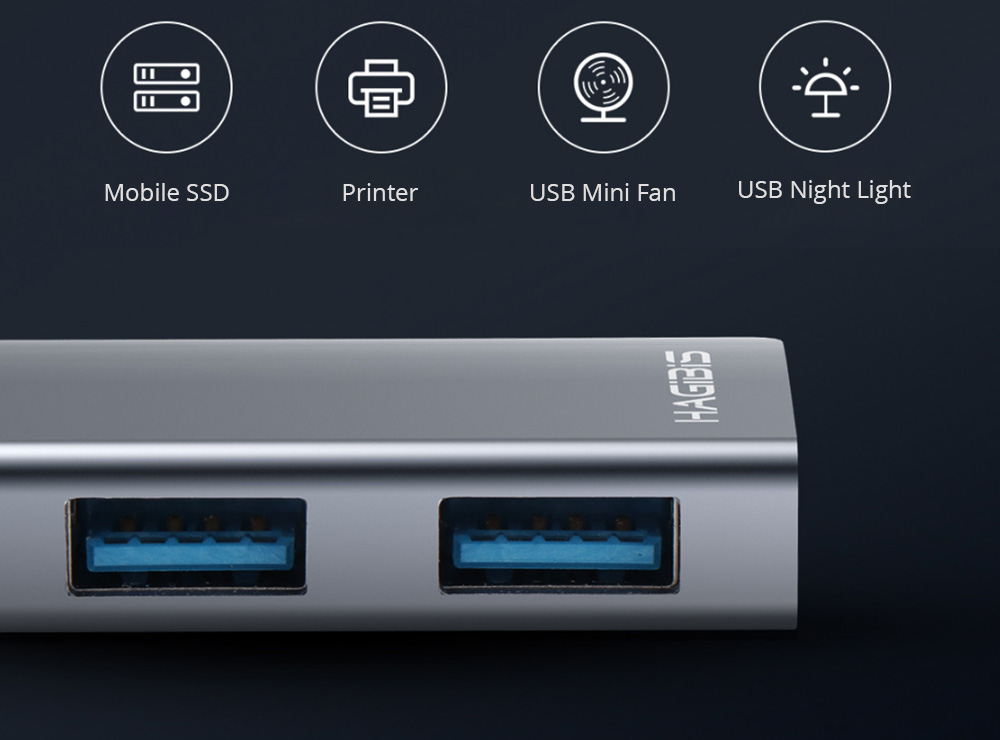 HAGIBIS Type-C Multifunctional Docking Station Dark Gray