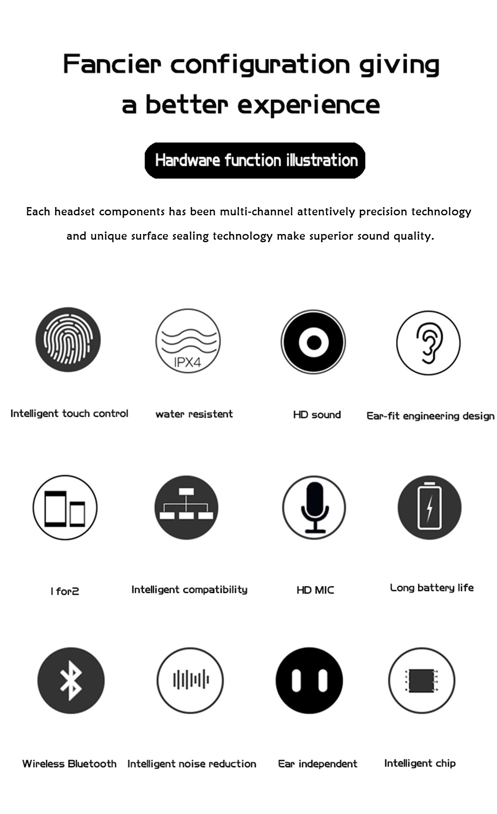 TWS-8 Bluetooth 5.0 Earbuds Black