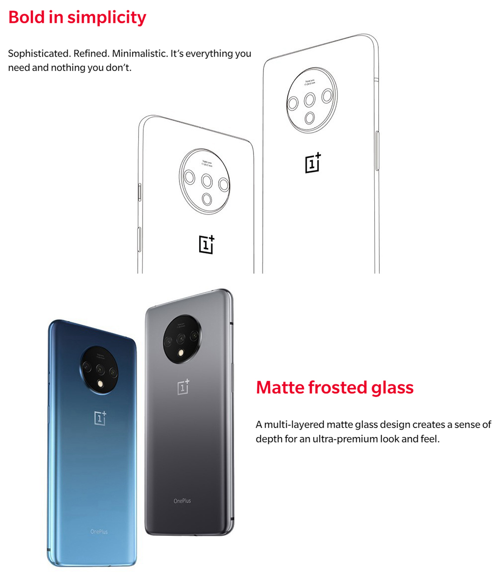 Global ROM OnePlus 7T 6.55 Inch 8GB 256GB Smartphone Glacier Blue