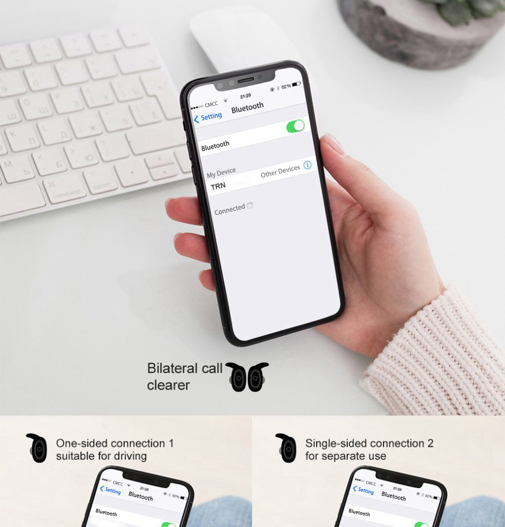 TRN T100 Bluetooth 5.0 TWS Earphones black