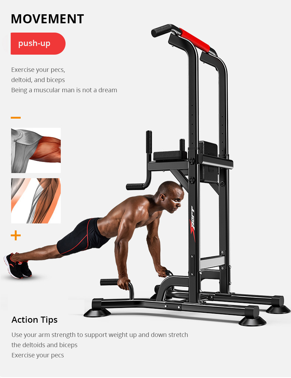 Multi-Function Adjustable Height Single Parallel Bars Black