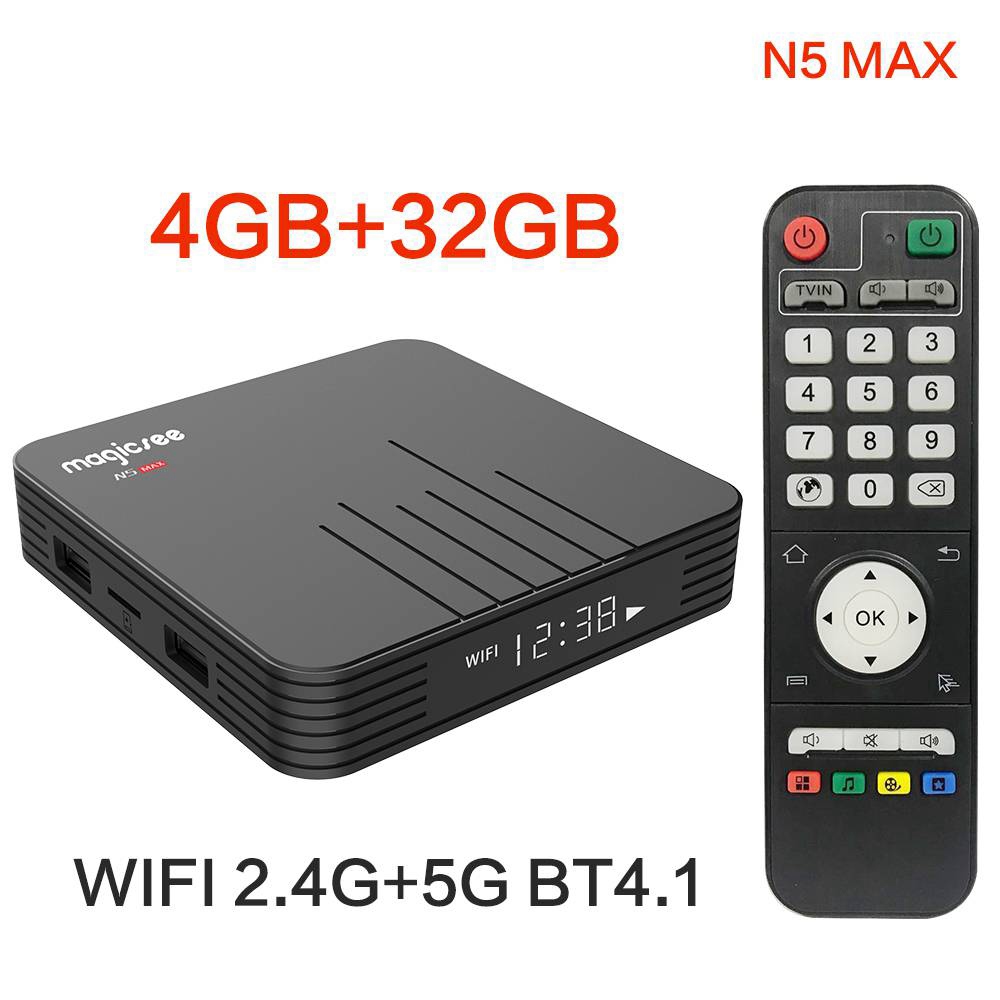 MAGICSEE N5 MAX TV BOX S905X2 4G/32G 2.4G+5G WIFI Bluetooth Black