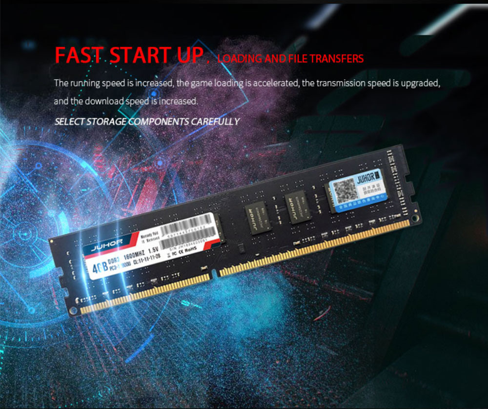 Juhor DDR3 4G 1600Mhz Desktop Memory Module Black