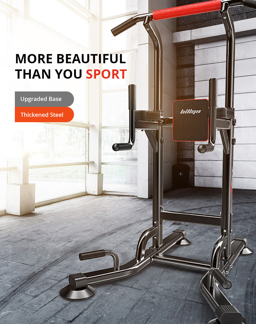 Multi-Function Adjustable Height Single Parallel Bars Black