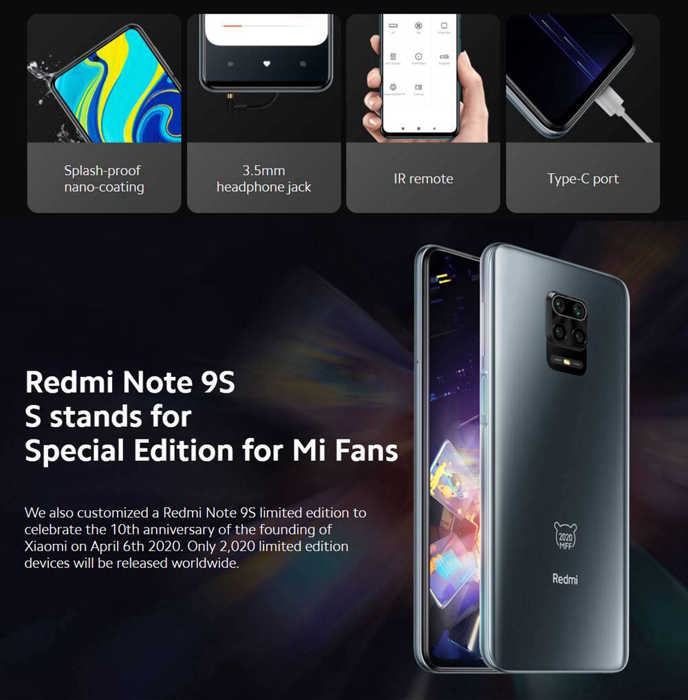 Global Version Xiaomi Redmi Note 9S 6.67 Inch 6GB 128GB White
