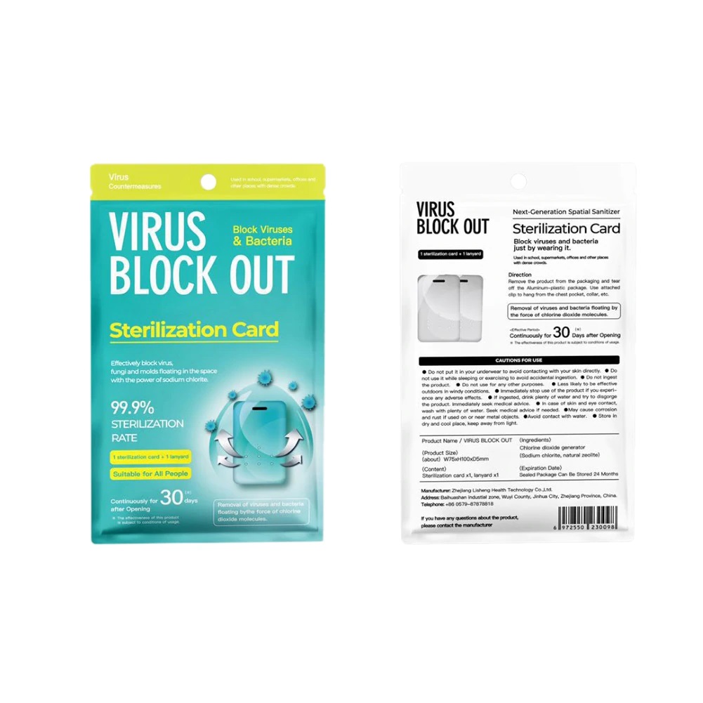 Portable Bacteriostatic Sterilization Protection Card Blue