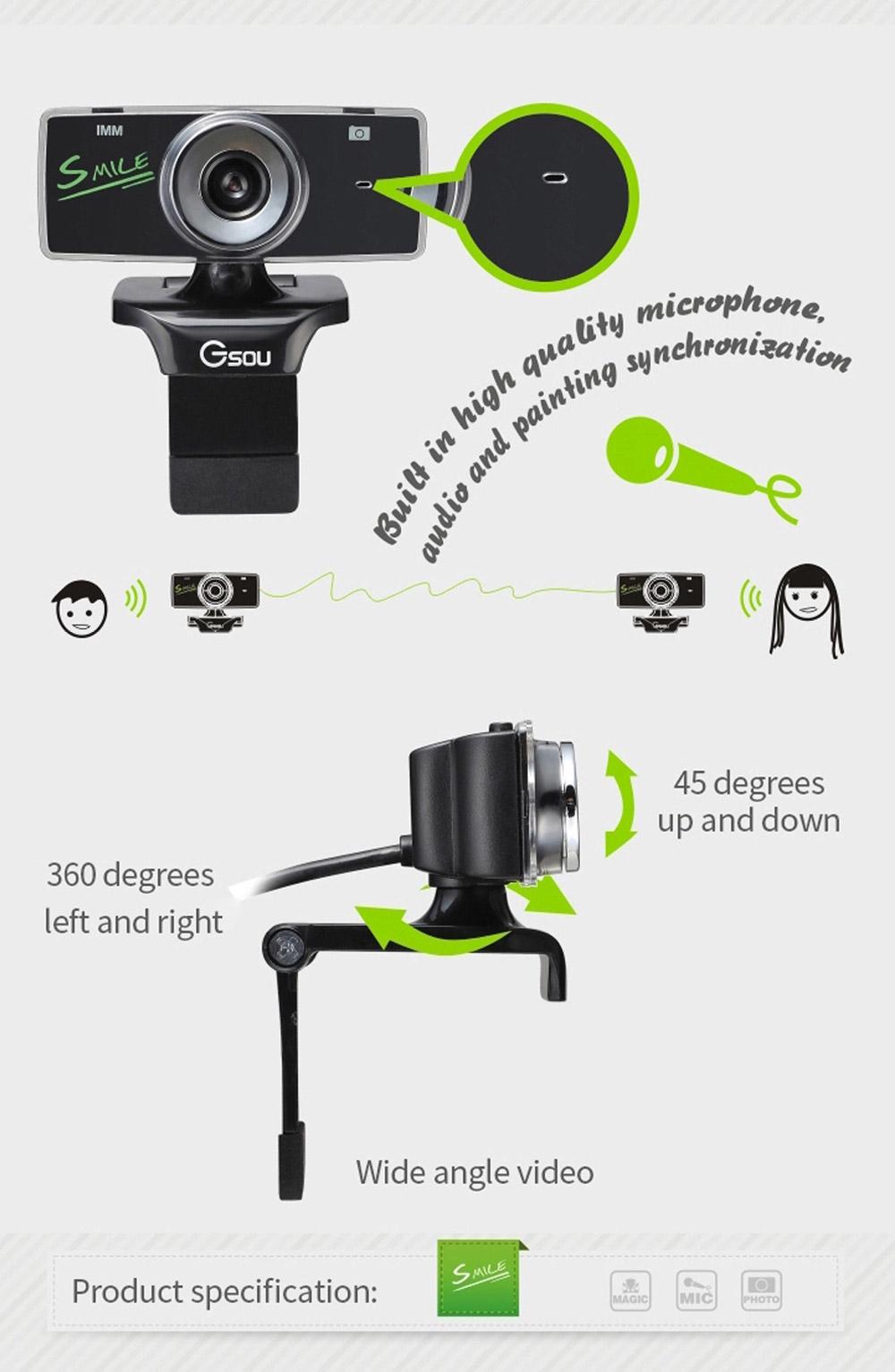 GSOU B18s USB 2.0 HD 12 Megapixels Webcam