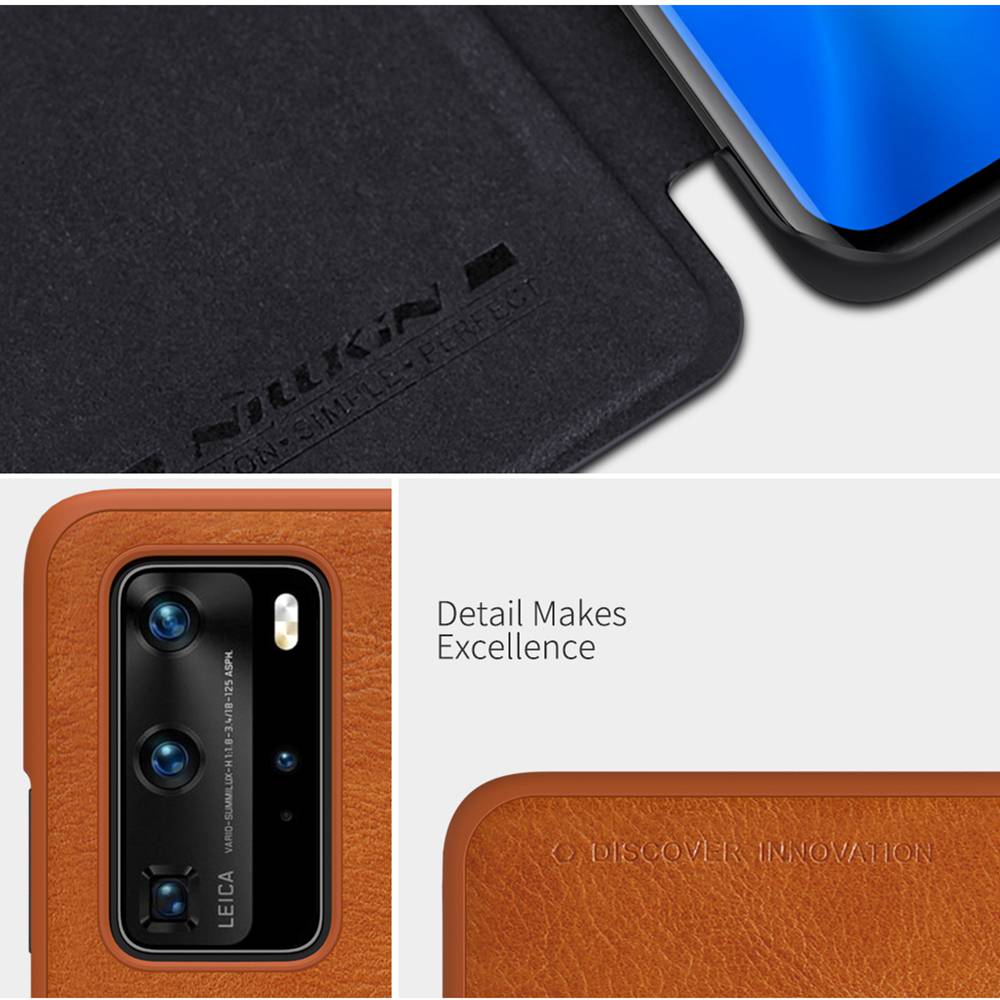 NILLKIN Leather Phone Case For HUAWEI P40 Pro Smartphone Black
