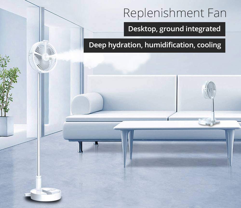 2 PCS Portable Multifunction Folding Replenishment Fan White