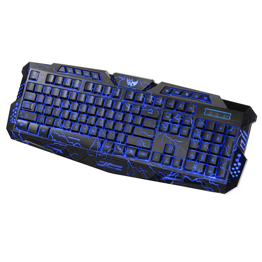 A878 114-key LED Backlit Wired USB Gaming Keyboard Black