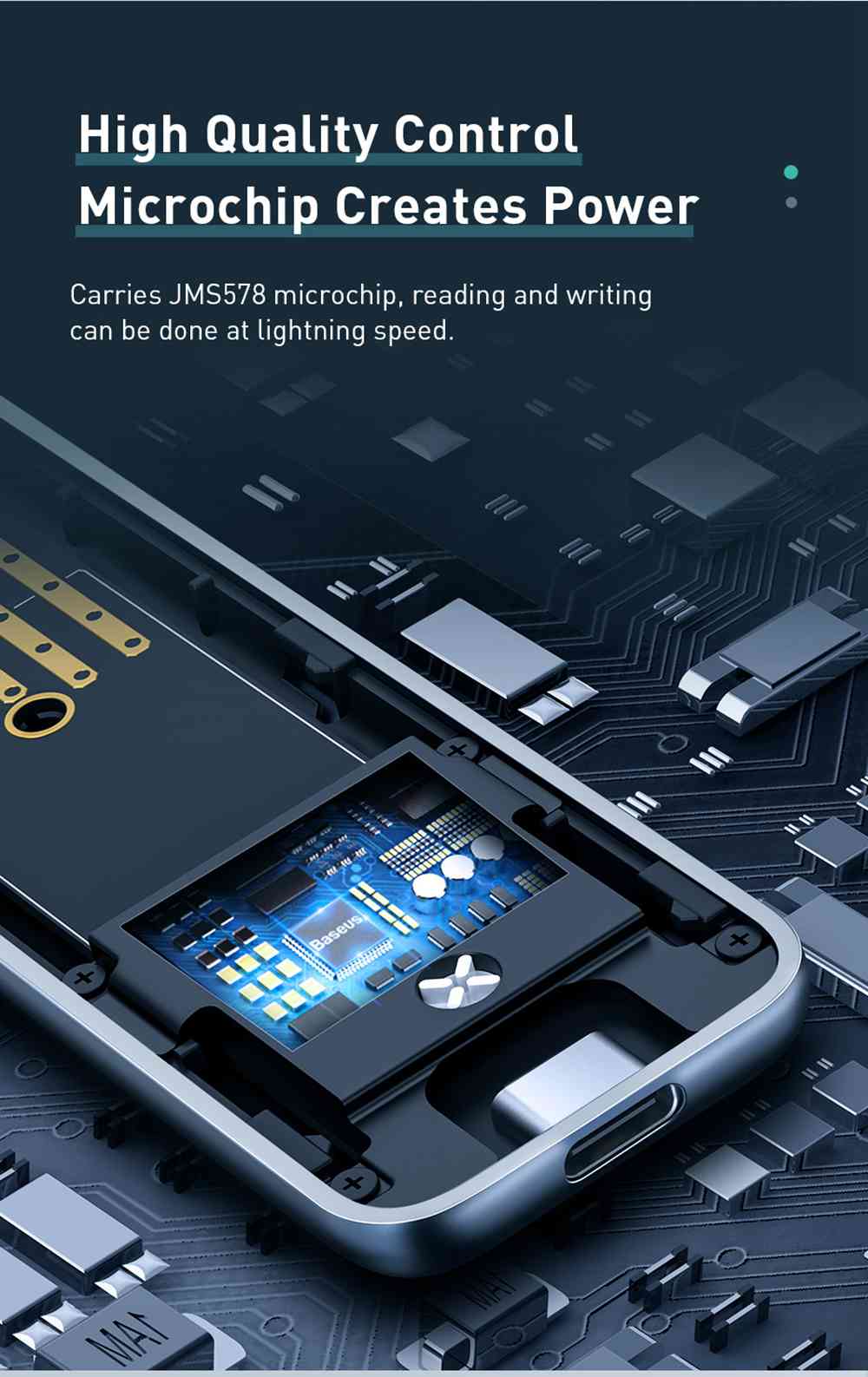 Baseus CAYPH-E0G M.2 NVMe USB3.0 SSD Enclosure Gray