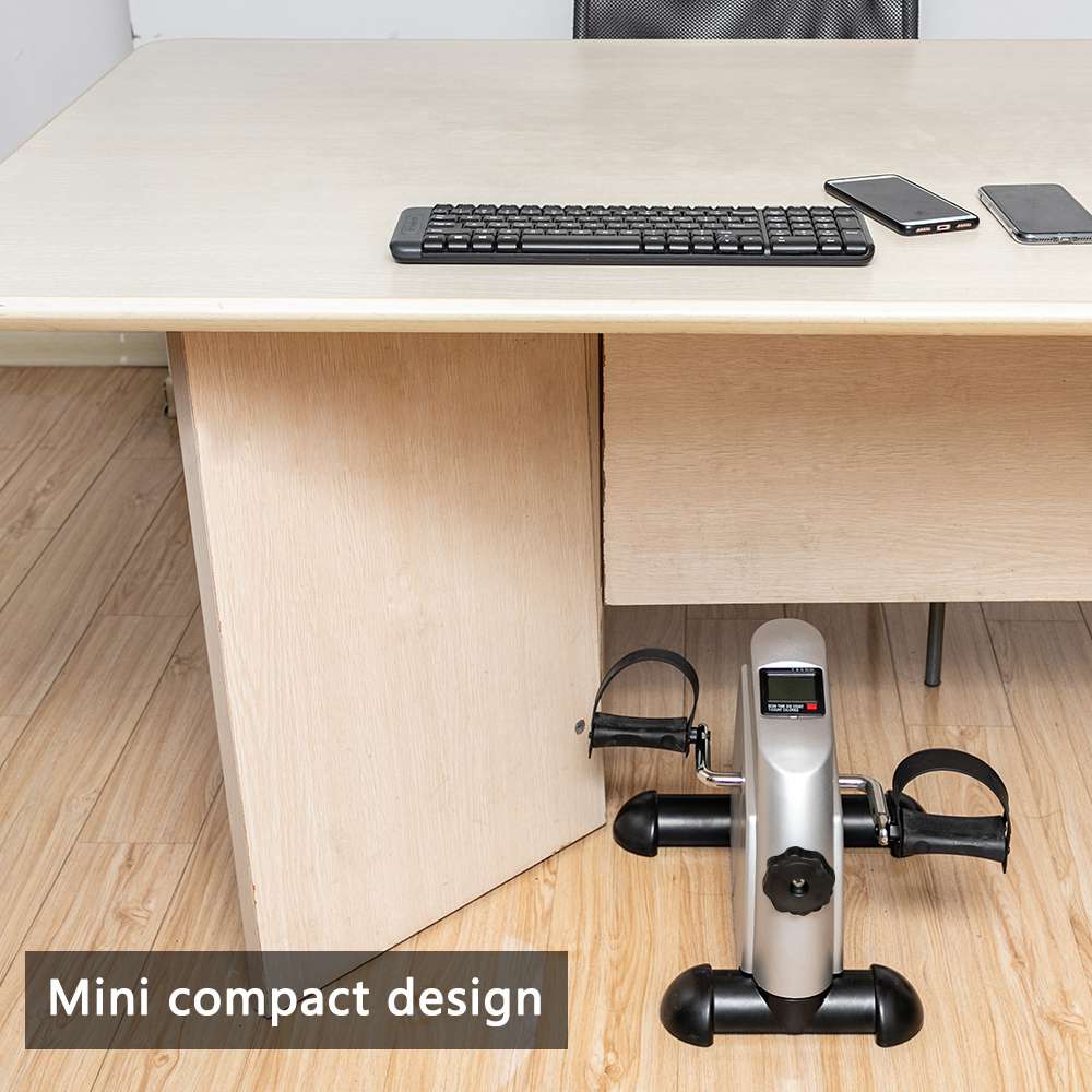 W002K Portable Mini Exercise Bike Hand And foot Trainer Silver