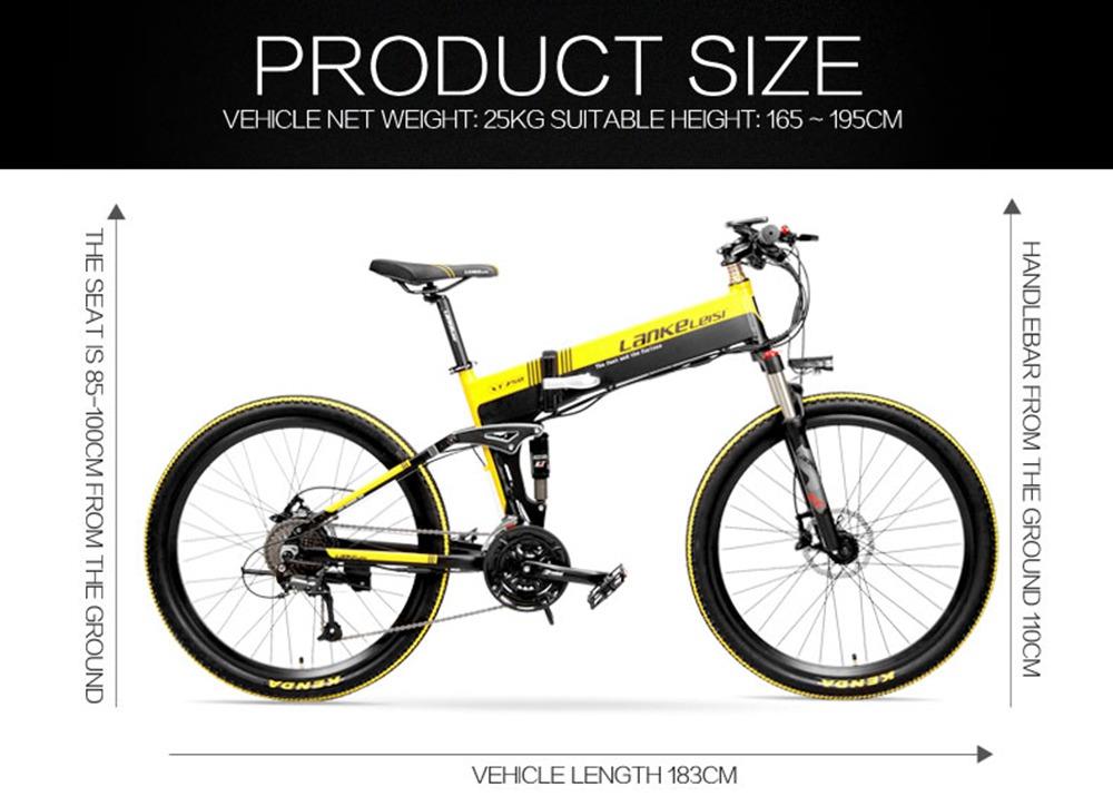LANKELEISI XT750 Folding Electric Bike 26 Inch 48V 10Ah 400W Motor