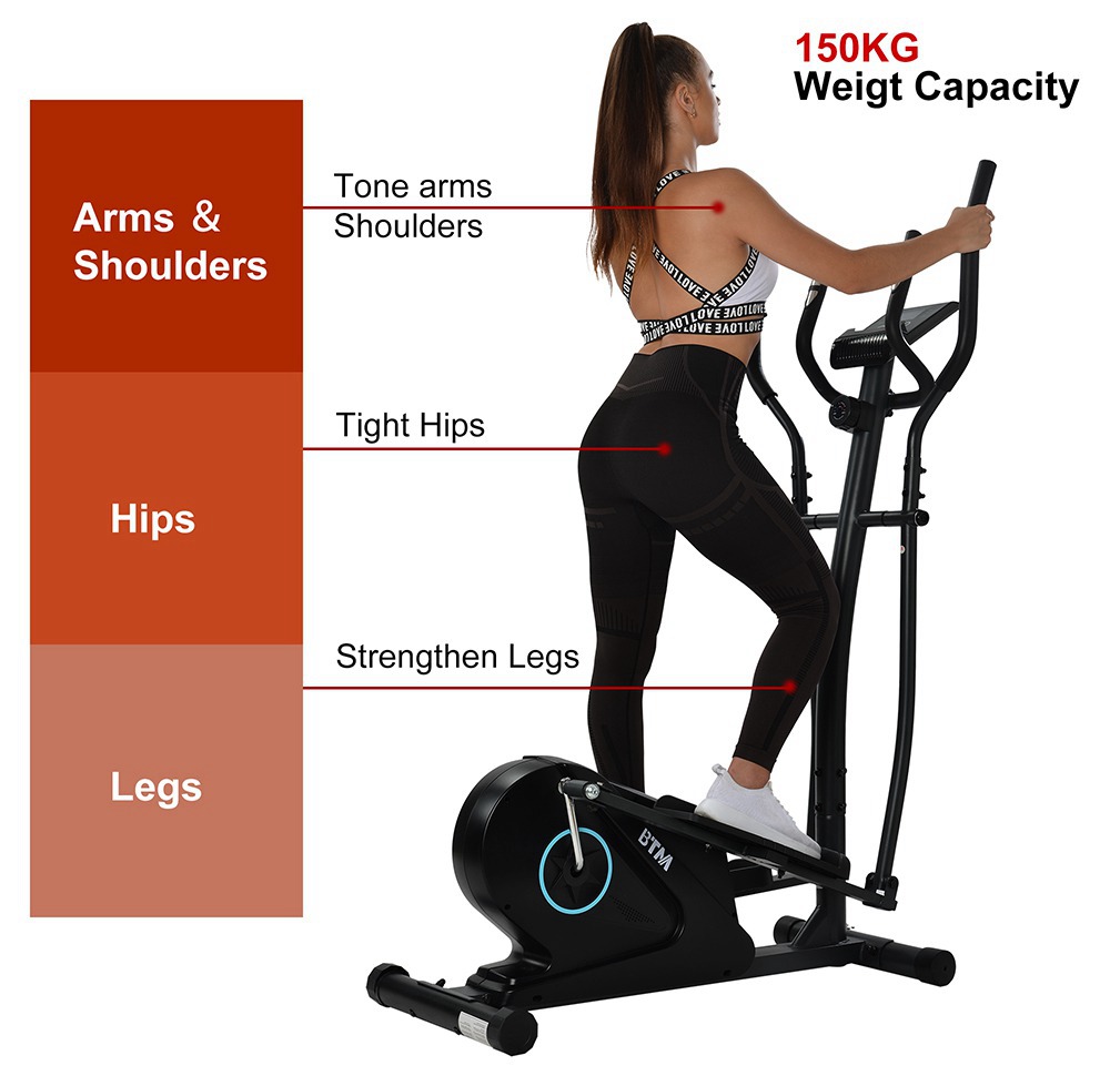 BTM Cross Portable Trainer Elliptical with LCD Display Black