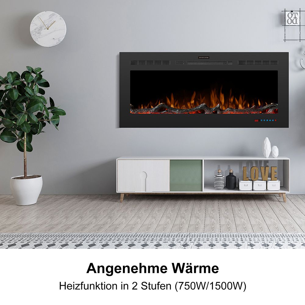 42-inch Electric Fireplace 750 / 1500W Two Heating Levels Black