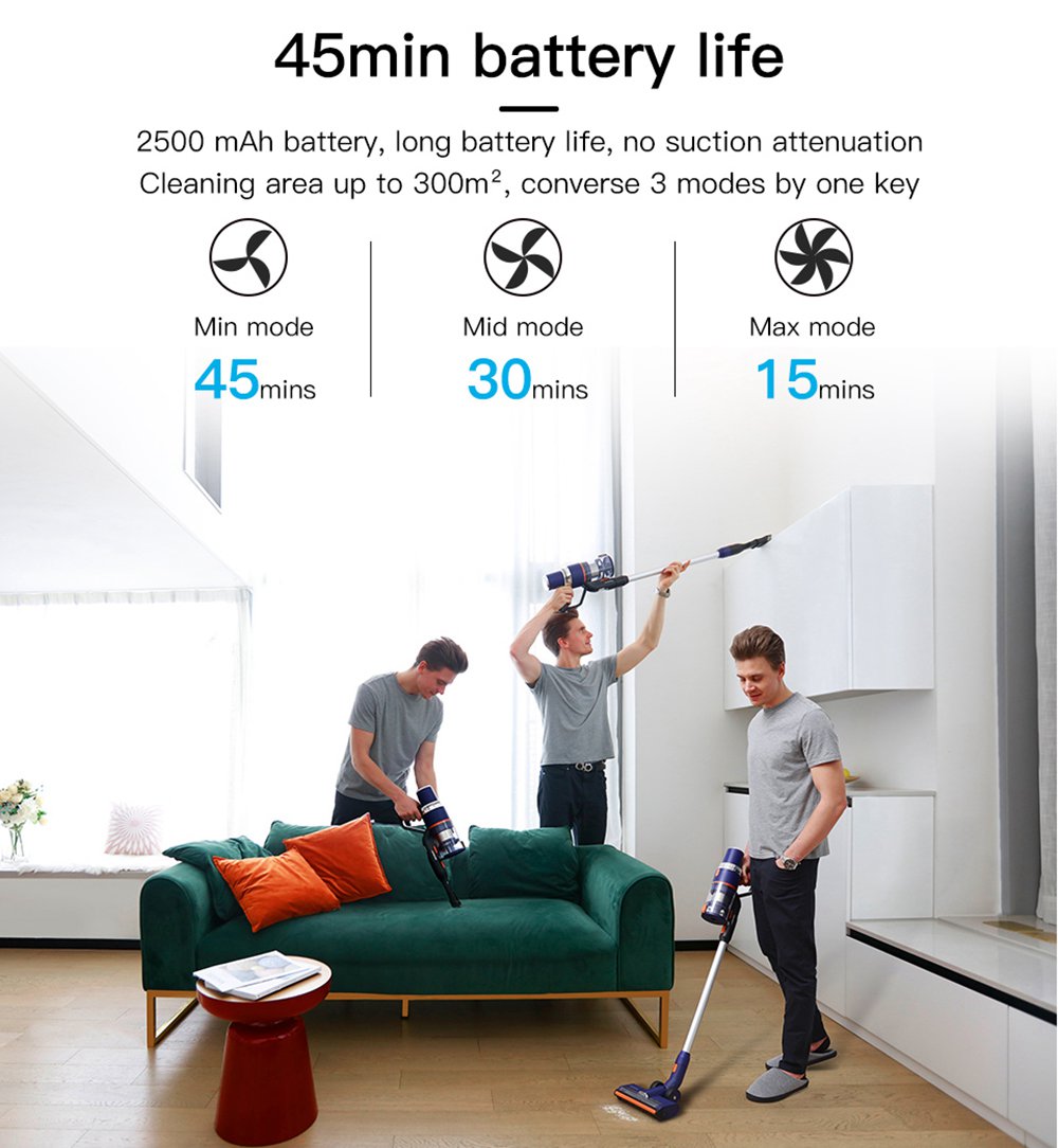 Jashen S18X Handheld Cordless Vacuum Cleaner 22000Pa Suction Blue