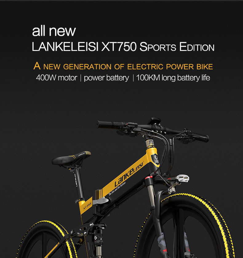 LANKELEISI XT750 Sports Edition Folding Electric Bike Black Yellow