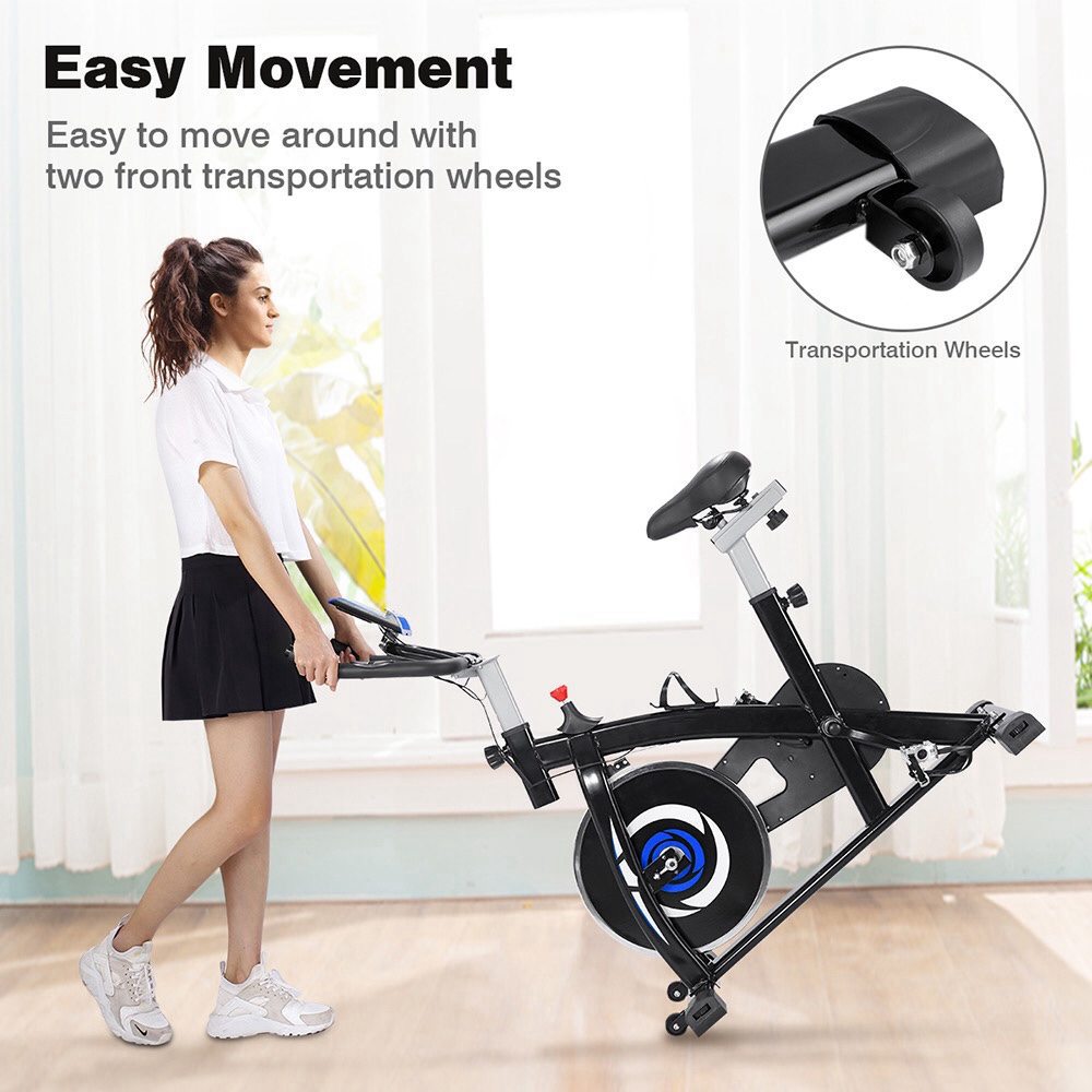 Indoor Cycling Bike Fitness Portable Spinning Bike Blue