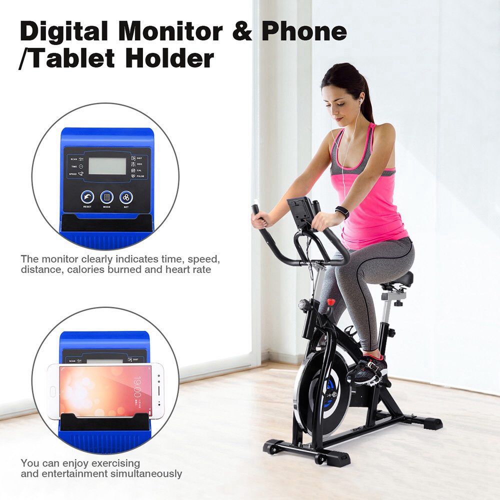 Indoor Cycling Bike Fitness Portable Spinning Bike Blue