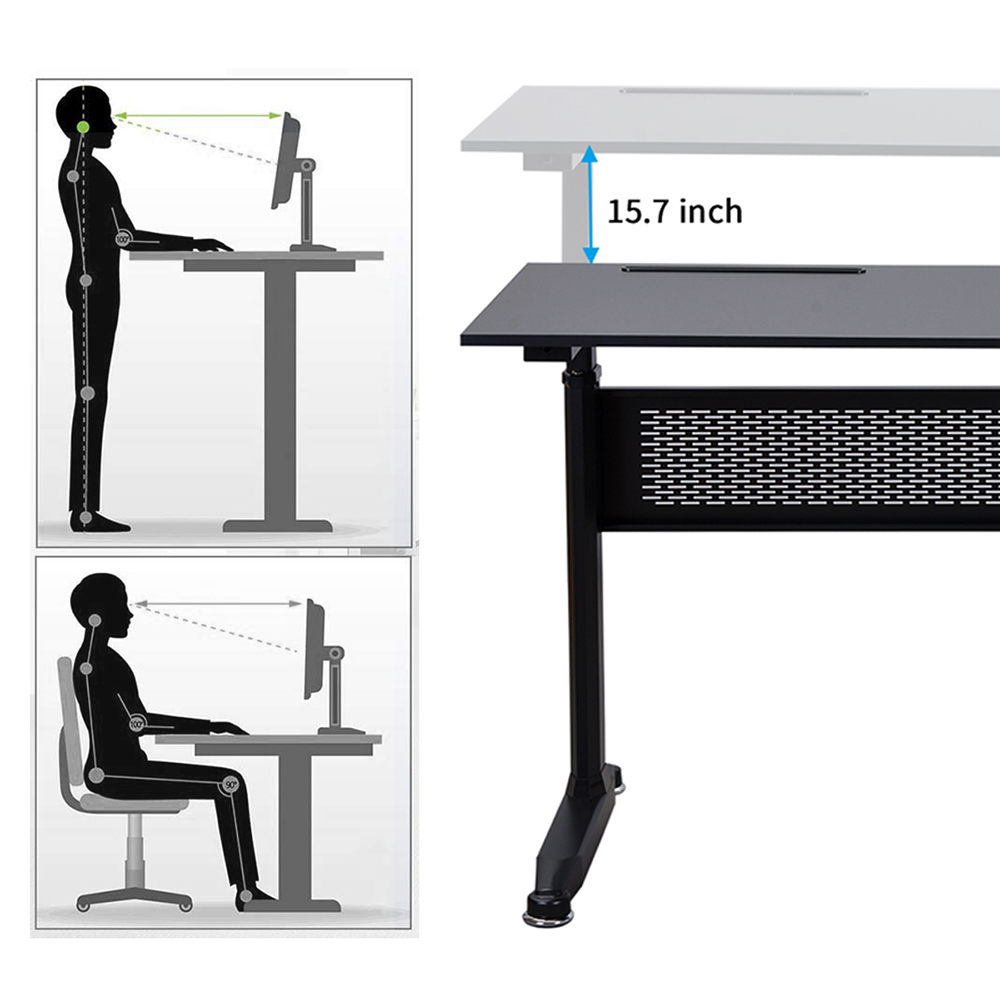 Home Office Standing Computer Desk with Handle Black