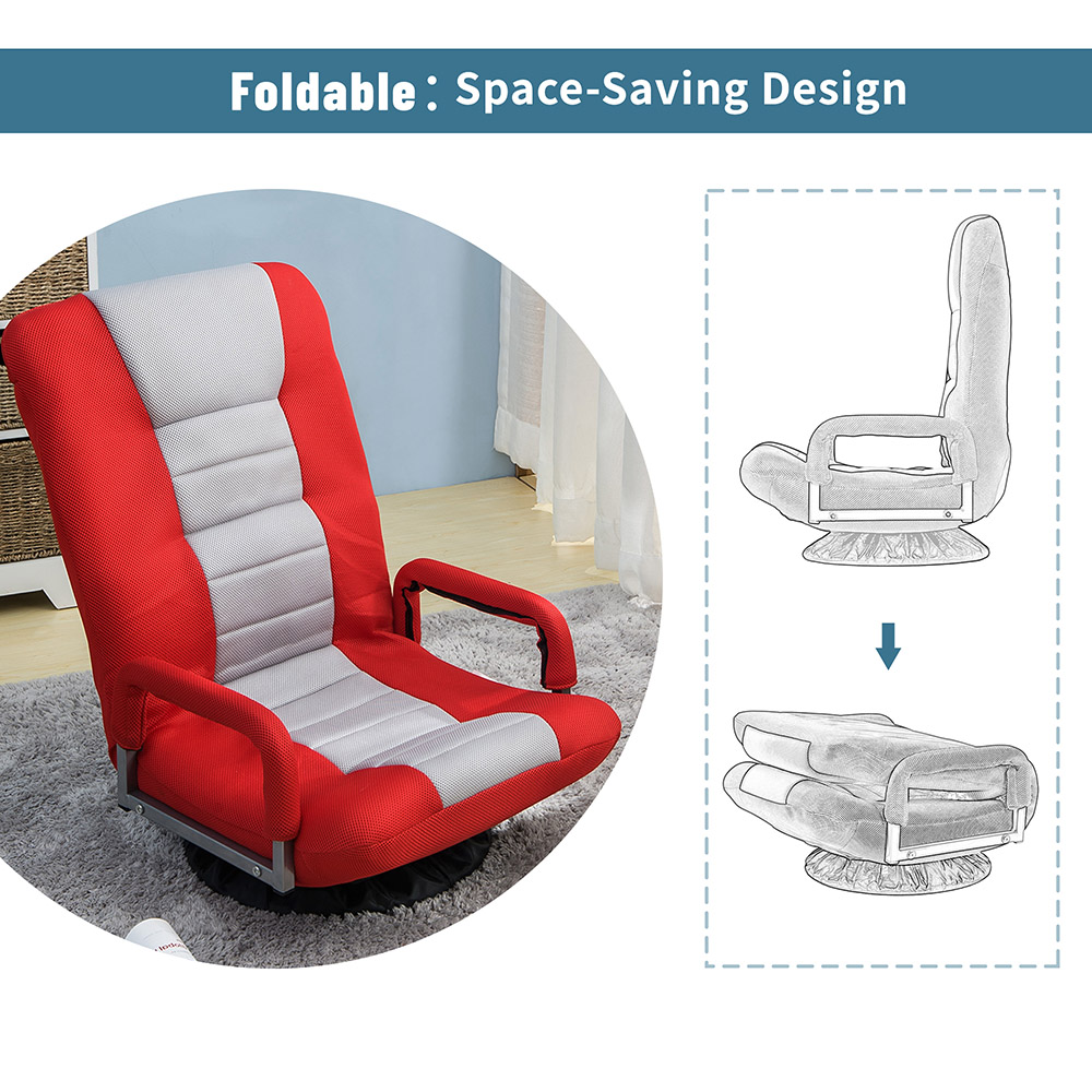 TOPMAX Folding Rocker Gaming Chair Red + Gray